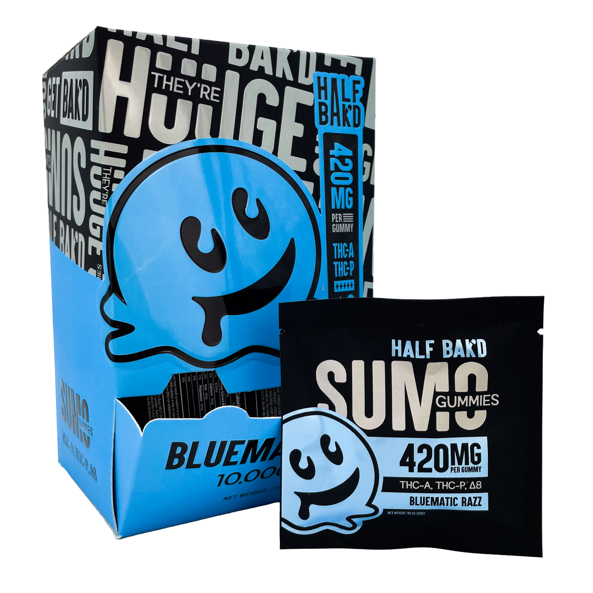 Half Bak'd - Sumo THC-A/THC-P/D9 Gummies 2ct 840mg 30pk Display – SkycoDistro