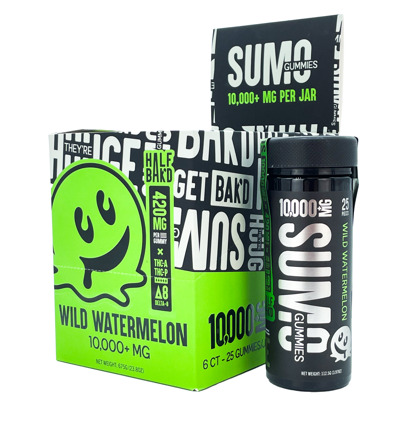 Half Bak'd - Sumo THC-A/THC-P/D9 Gummies 10,000mg 25ct – SkycoDistro